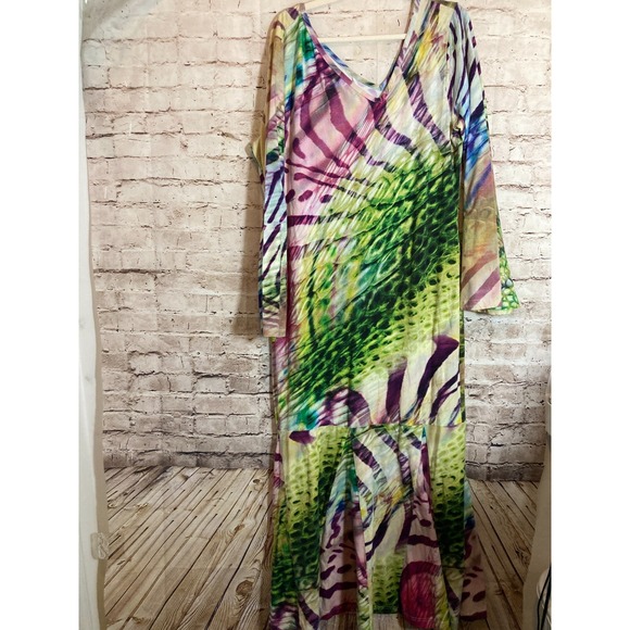Ashro | Dresses | Ashro Maxi Dress Women 8 Colorful Mixed Print Flared ...